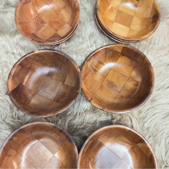 Dining | Vintage Set Of 1 Pressed Wooden Weave Salad Bowls 6 Mcm | Poshmark